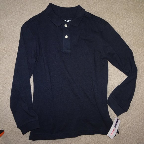 Izod | Shirts & Tops | Boys Izod Uniform Long Sleeve Navy Blue Polo Shirt | Poshmark